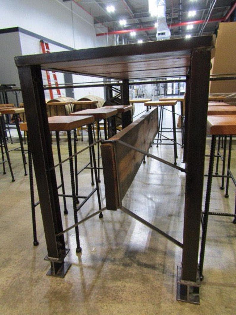 Reclaimed Wood Bar Table: Industrial Pub Table With Metal Legs - Etsy