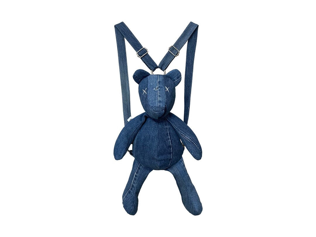 Upcycled Denim Teddy Bear Backpack - Etsy