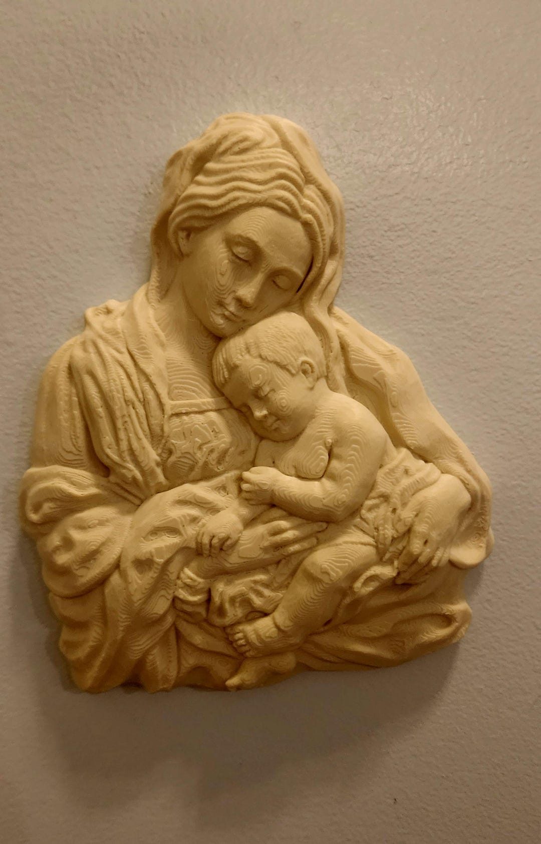 Virgin Mary Holding Baby Jesus Bas Relief 3d-printed - Etsy