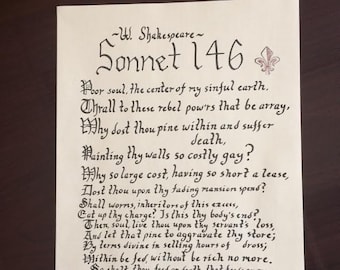 Sonnet X by William Shakespeare//Handwritten in Medieval Style | Etsy