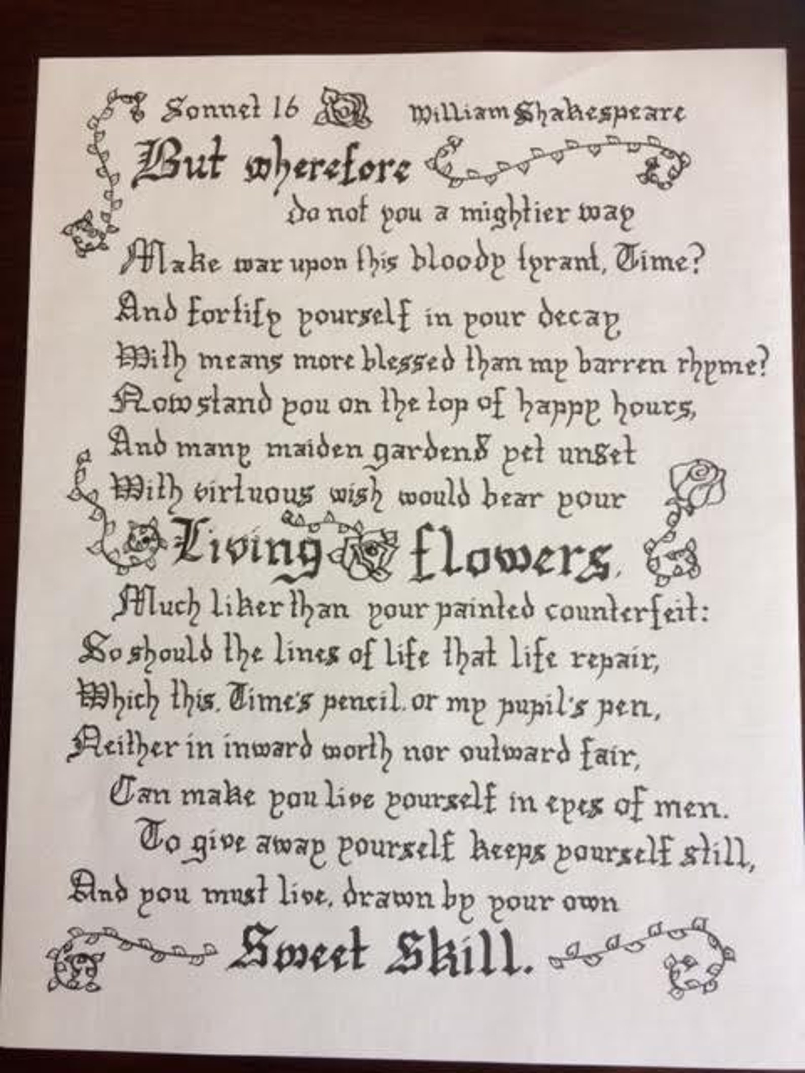 Sonnet XVI 16 by William Shakespeare//handwritten | Etsy