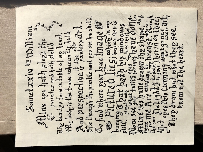Shakespeare Sonnet 24 Handwritten | Etsy