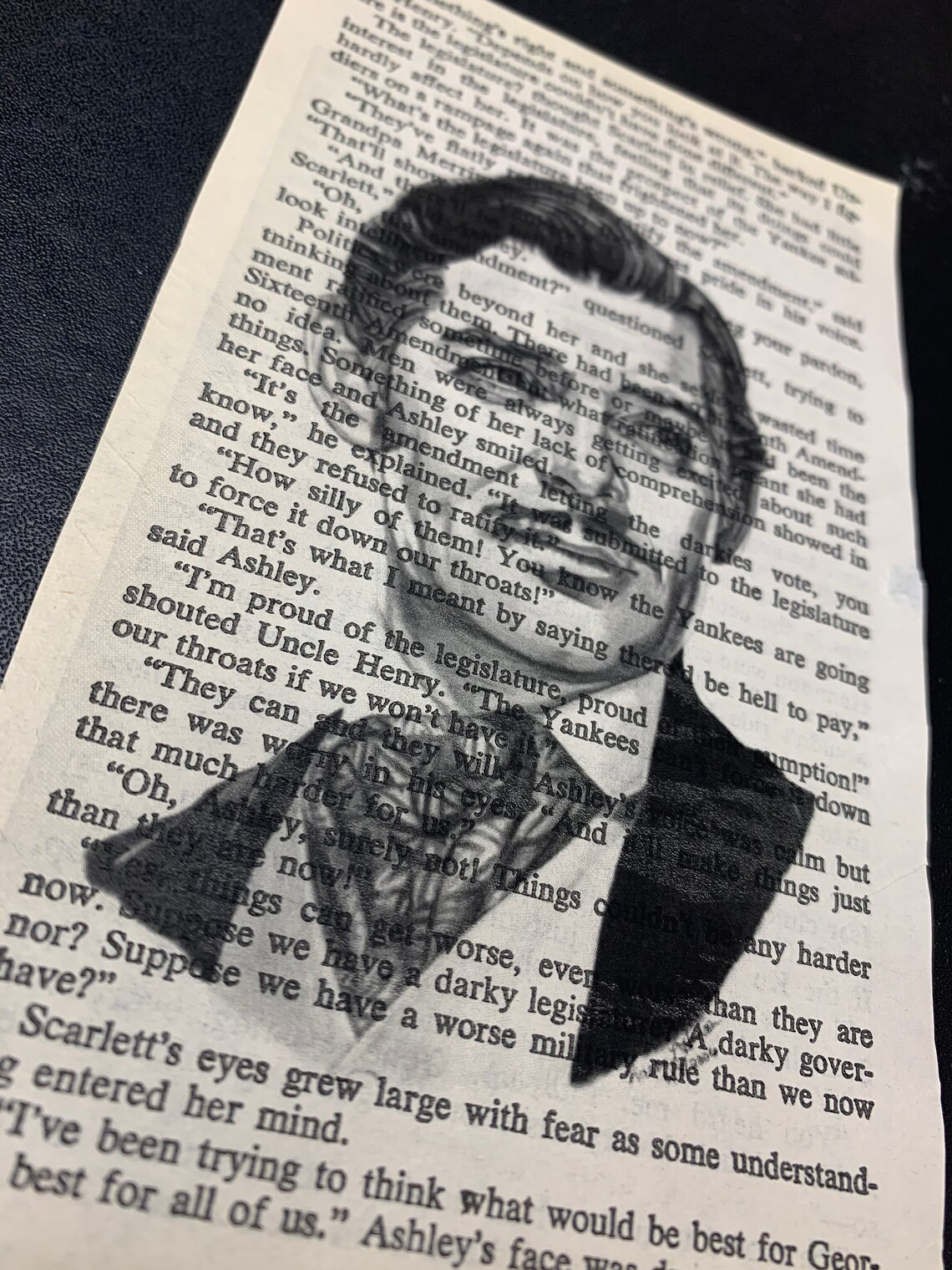 Rhett Butler Black & White Print on Upcycled Book Paper From Gone With ...