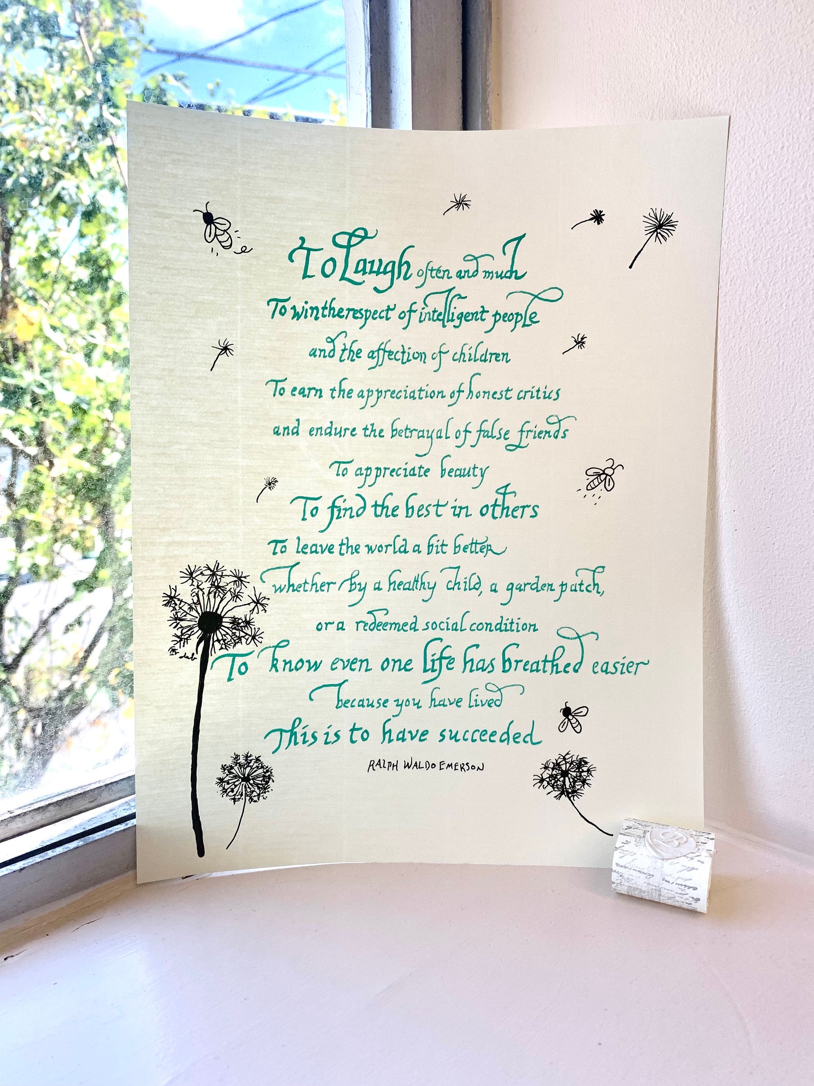 Emerson Poem//ralph Walson Emerson Calligraphy//handwritten Poetry - Etsy