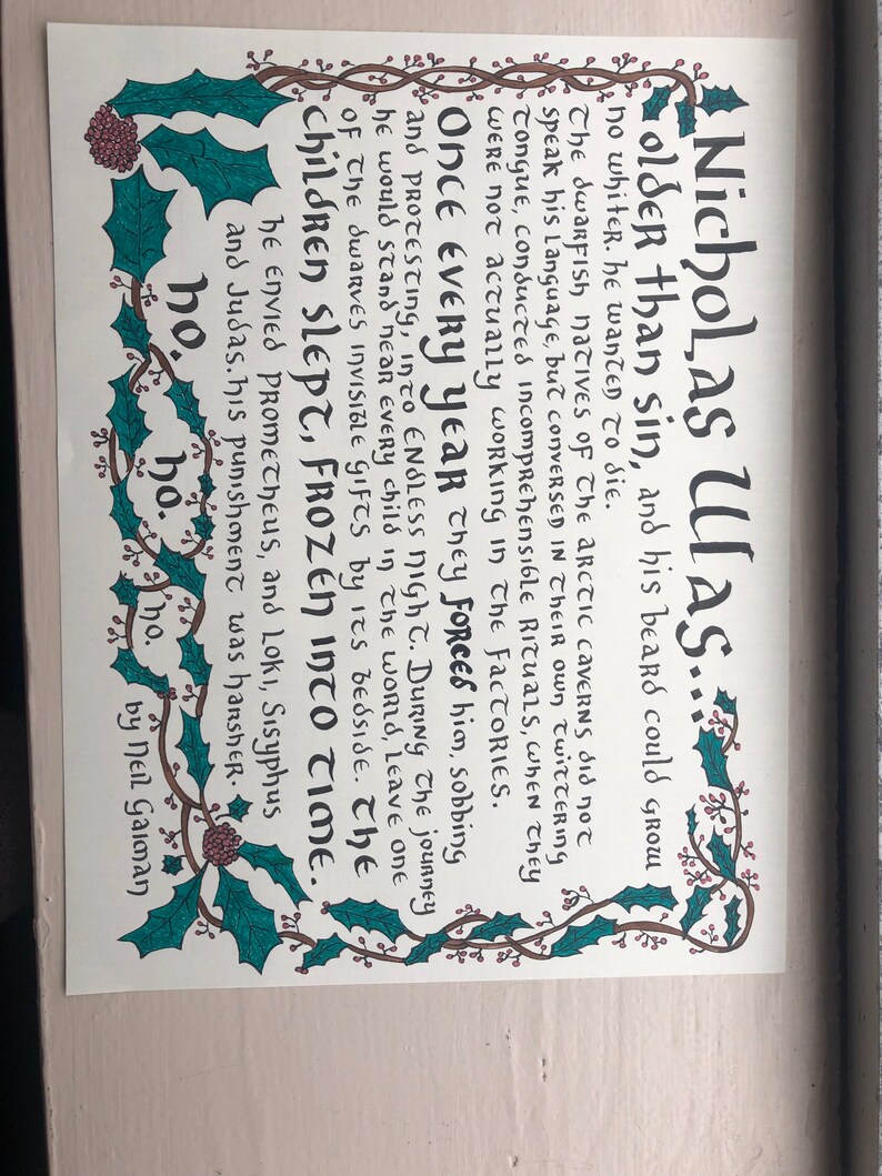 Nicholas Was.../neil Gaiman Short Story Art/celtic Calligraphy - Etsy