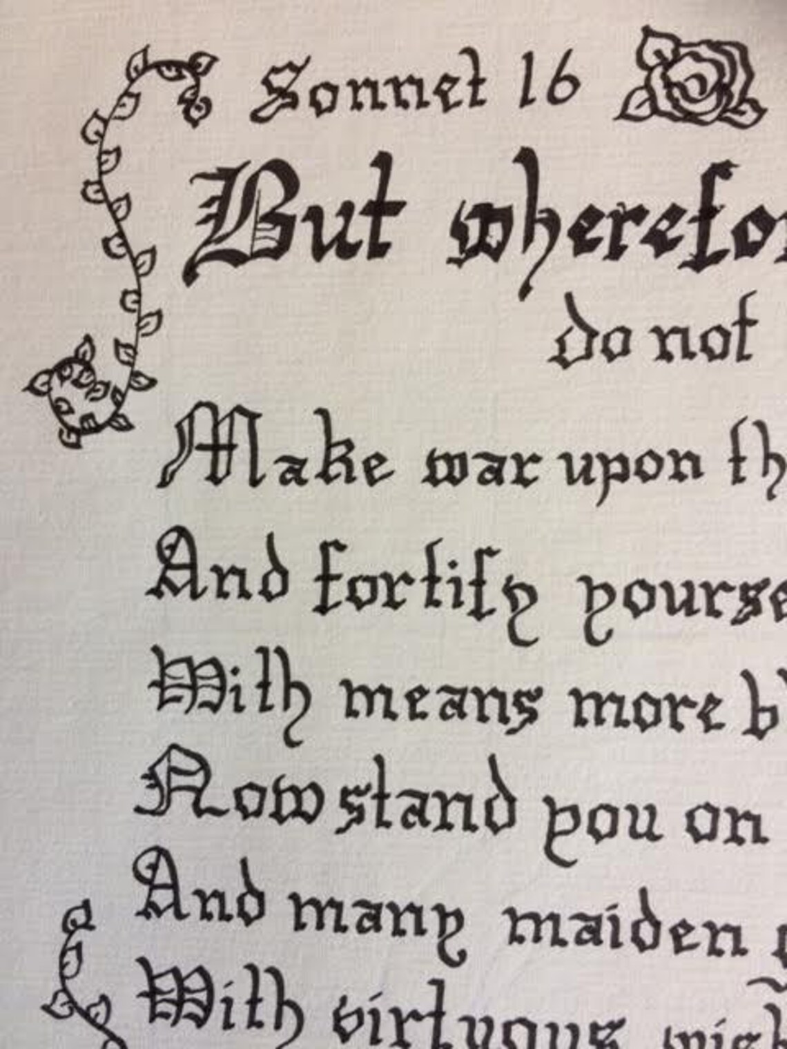 Sonnet XVI 16 by William Shakespeare//handwritten | Etsy