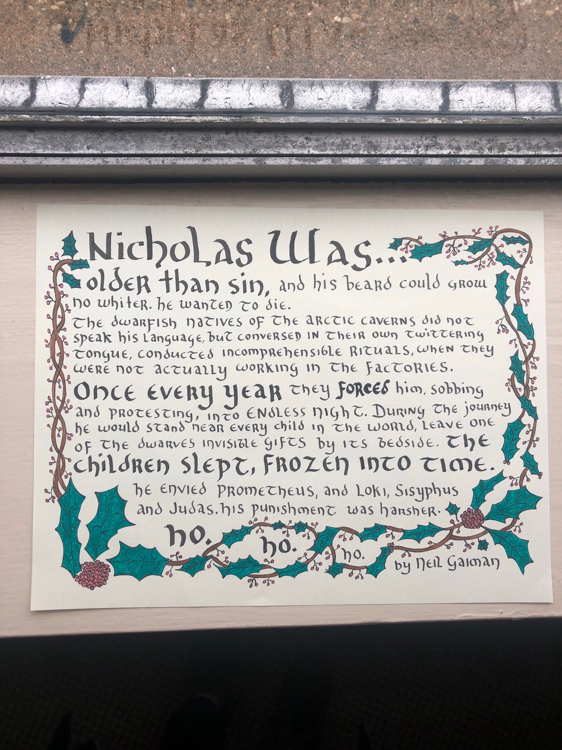 Nicholas Was.../neil Gaiman Short Story Art/celtic Calligraphy - Etsy