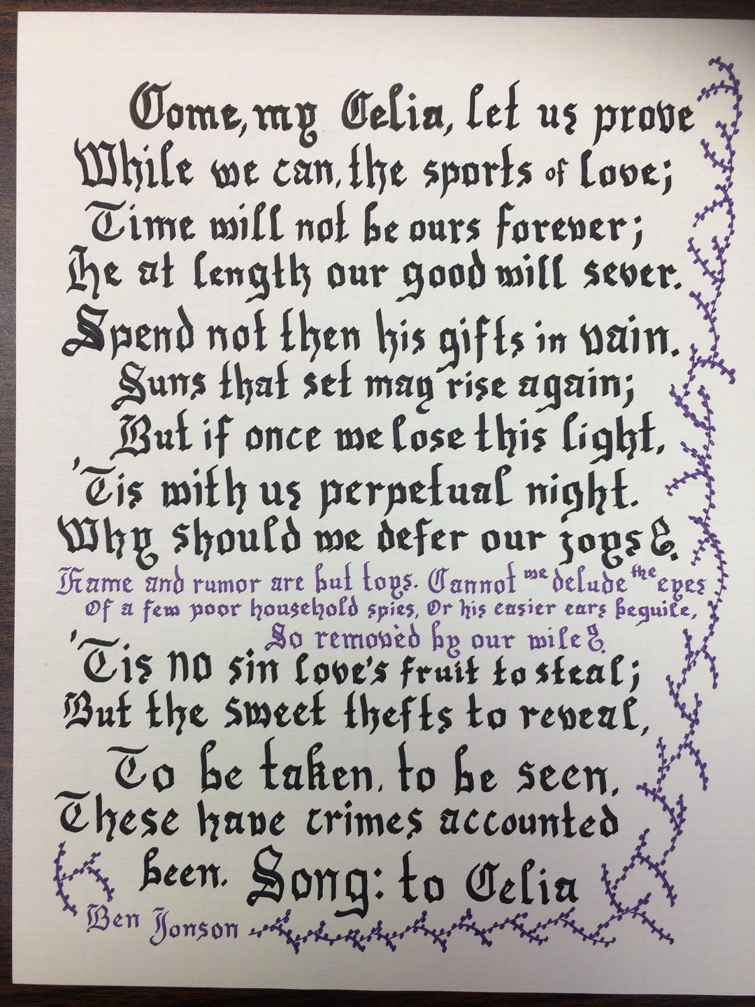 Excerpt of Ben Jonson's Song to Celia From His Play "volpone ...