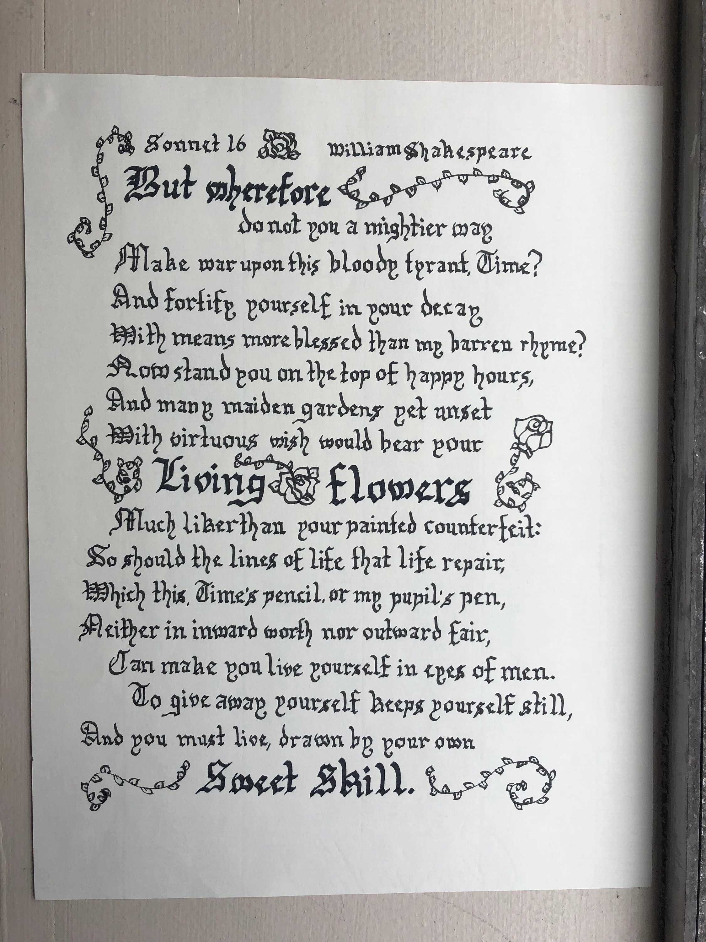 Sonnet XVI 16 by William Shakespeare//handwritten | Etsy