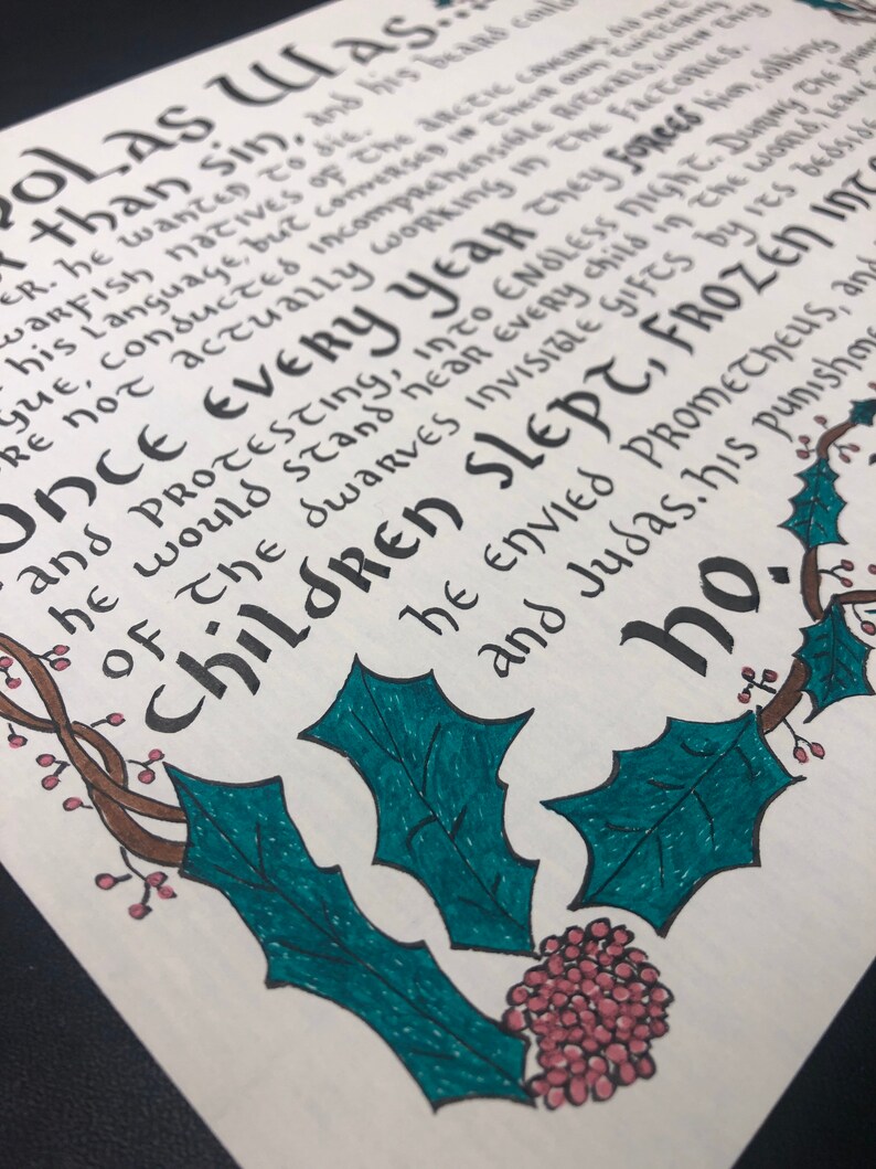 Nicholas Was.../neil Gaiman Short Story Art/celtic Calligraphy - Etsy