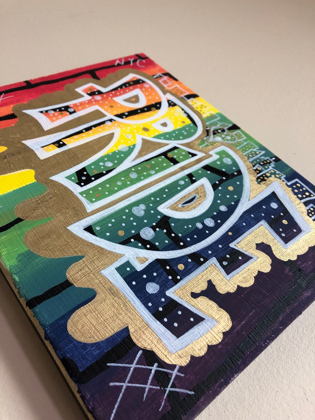 PRIDE Painting on Canvas//rainbow Brick Background - Etsy