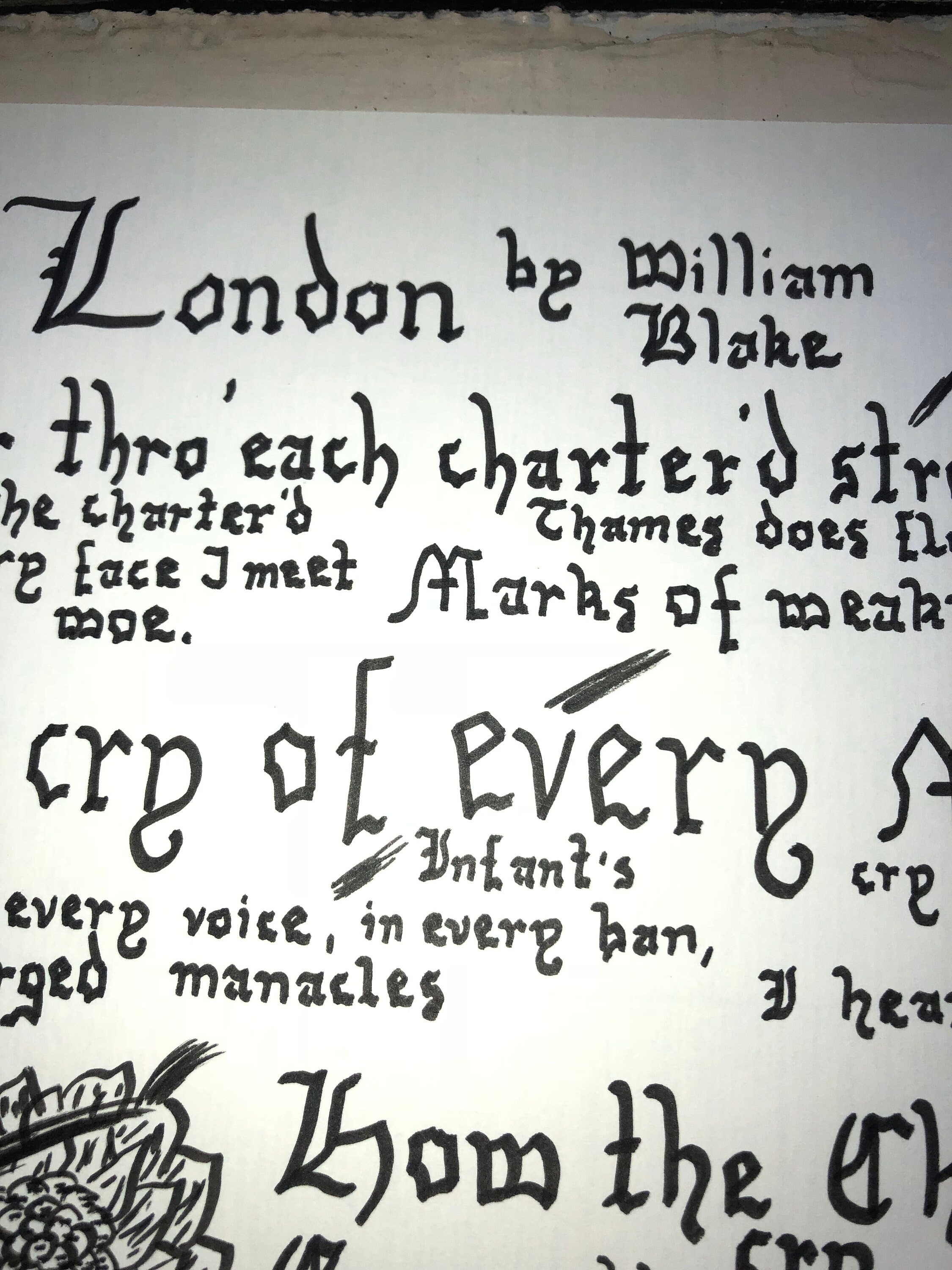 William Blake Calligraphy Poem //london With Sunflowers - Etsy