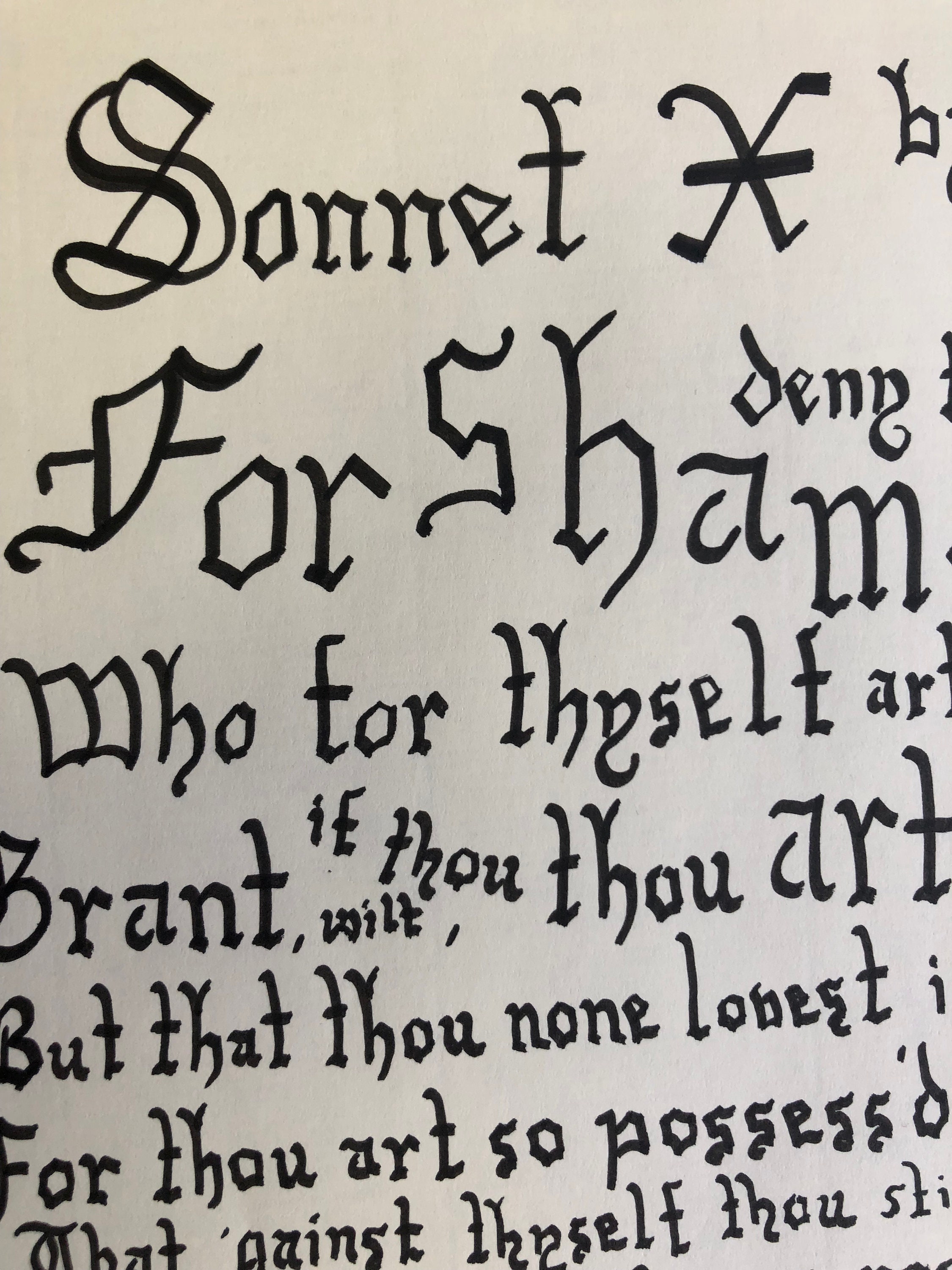 Sonnet X by William Shakespeare//Handwritten in Medieval Style | Etsy