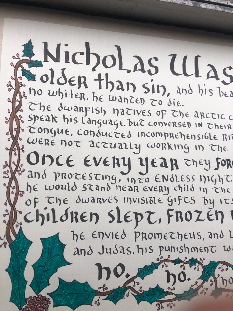 Nicholas Was.../neil Gaiman Short Story Art/celtic Calligraphy - Etsy