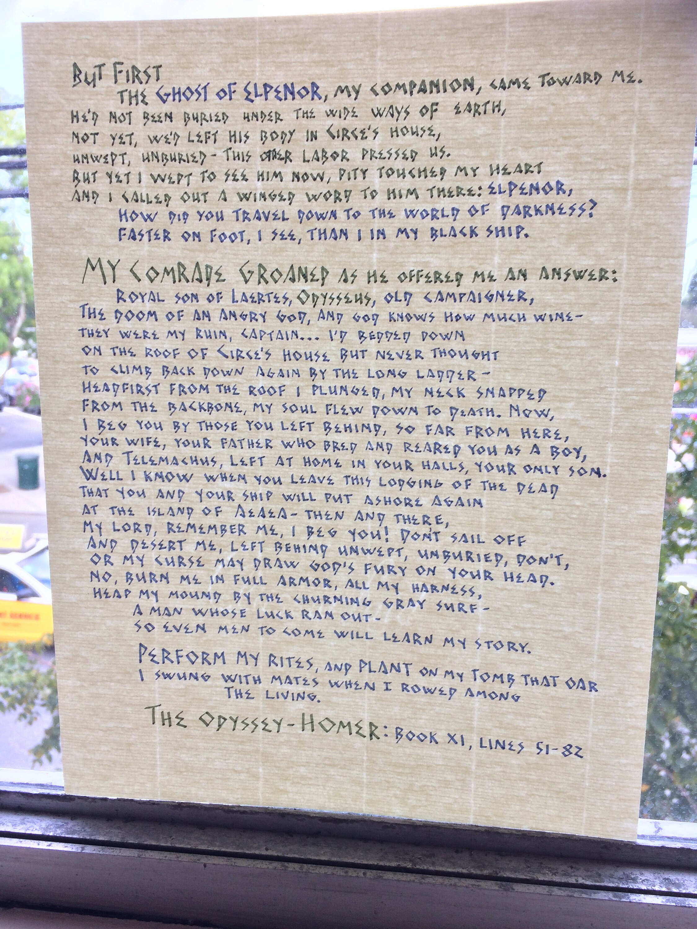 The Odyssey Excerpt Homer Translated by Robert Fagles in Greek - Etsy