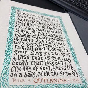 Skye Boat Song Lyrics//outlander Theme//handwritten// Bear Mccreary ...
