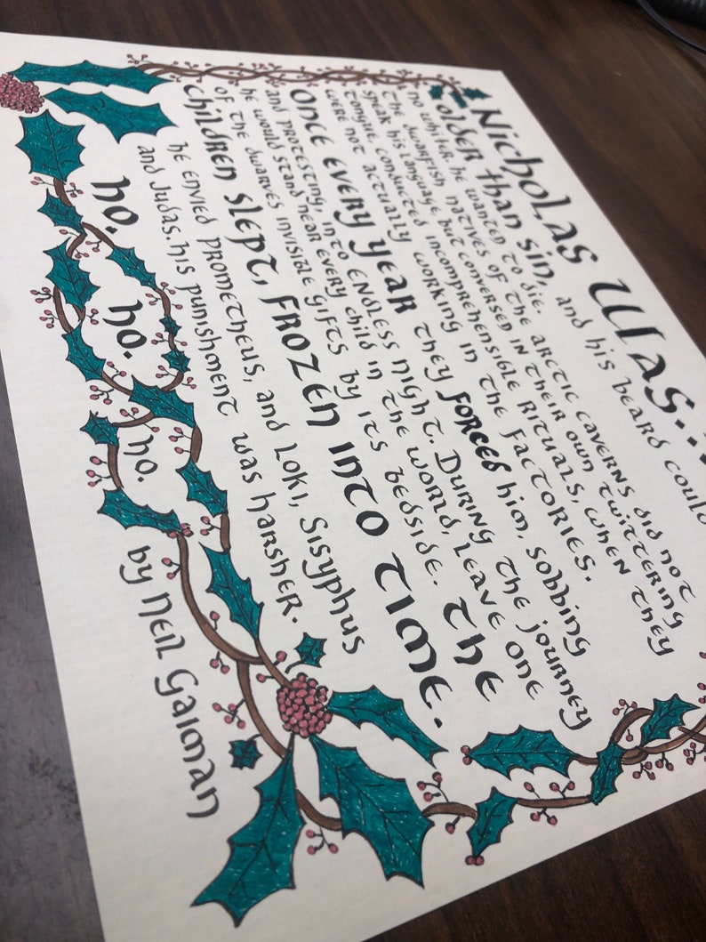 Nicholas Was.../neil Gaiman Short Story Art/celtic Calligraphy - Etsy