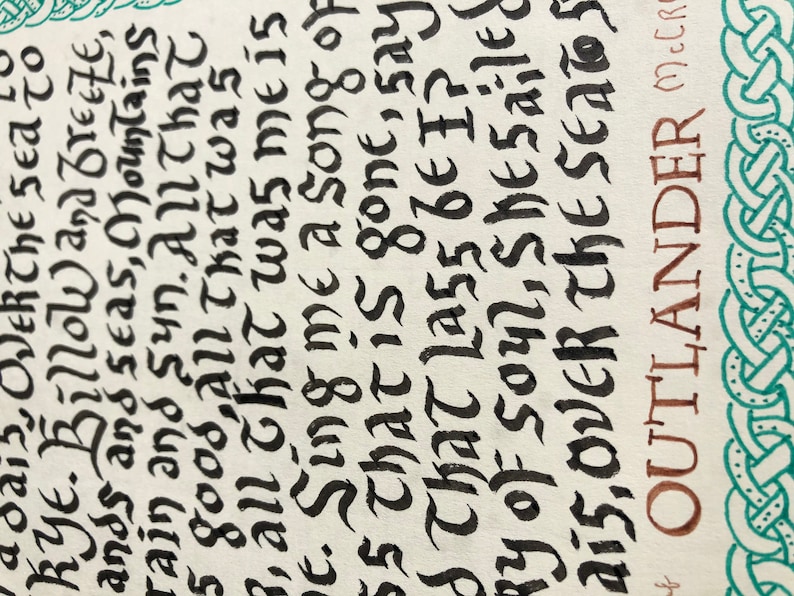 Skye Boat Song Lyrics//outlander Theme//handwritten// Bear | Etsy