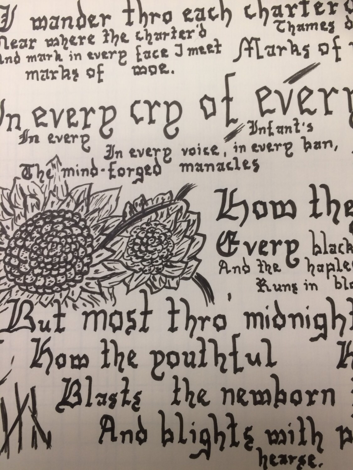 William Blake Calligraphy Poem //london With Sunflowers - Etsy Norway