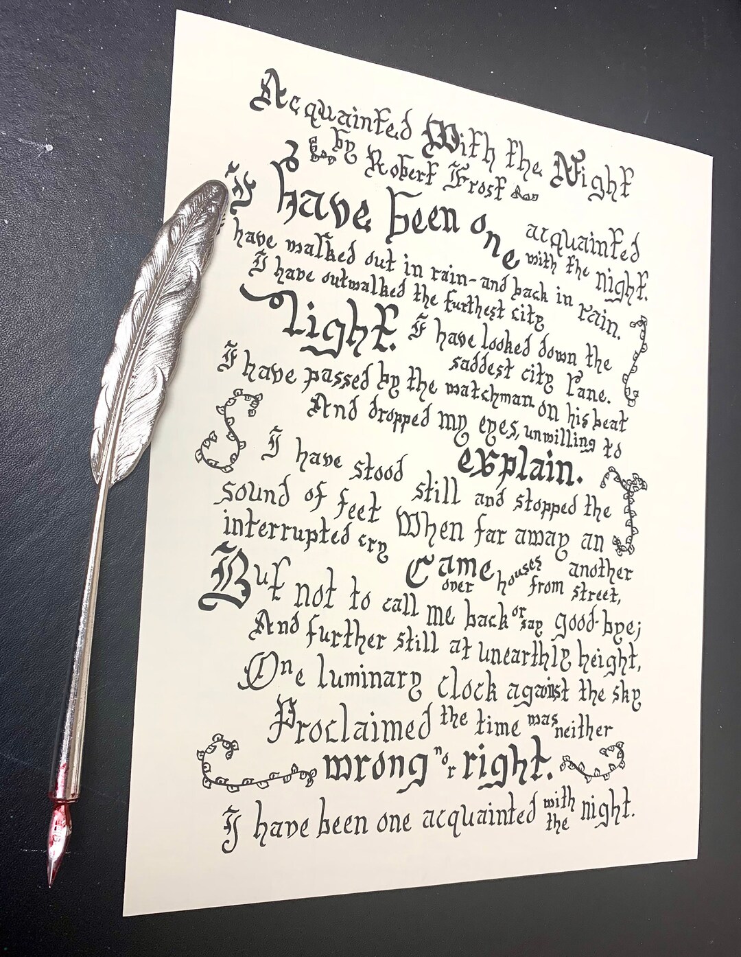 Acquainted With the Night by Robert Frost Handwritten Poem//calligraphy ...