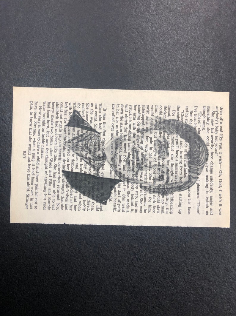 Rhett Butler Black & White Print on Upcycled Book paper from | Etsy