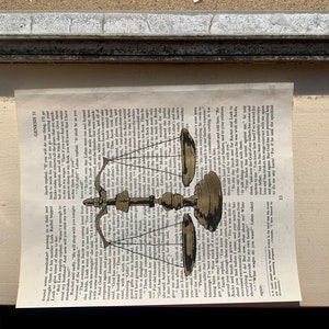 Scales of Justice on Upcycled Paper//vintage Paper/book Lover/lawyer ...