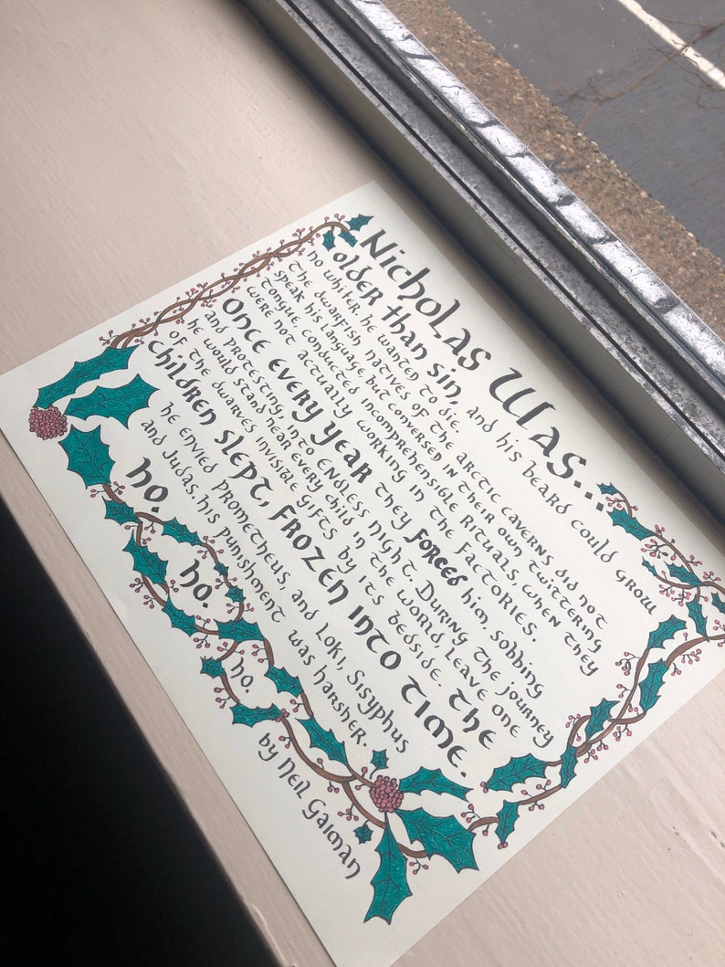 Nicholas Was.../neil Gaiman Short Story Art/celtic Calligraphy - Etsy