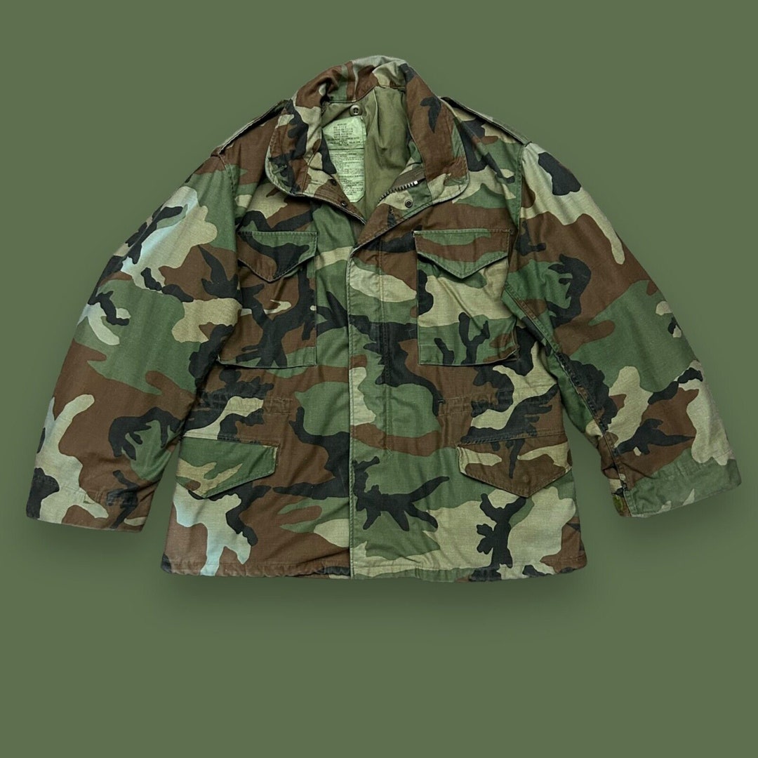 Vintage Military Field Jacket M65 Woodland Camo Full Zip Field ...