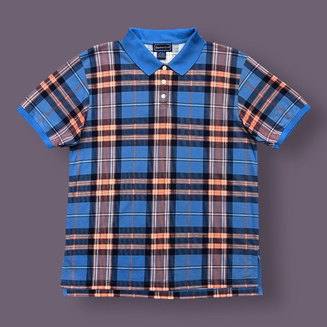 Vintage Golf Shirt Plaid Polo 80s 90s Cotton Preppy Collared Top M/L - Etsy