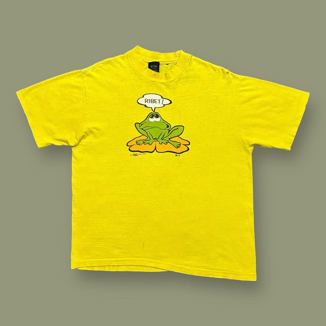 Vintage Thrashed Shirt 70s Crazy Shirts Frog 1972 Funny Cartoon Graphic ...