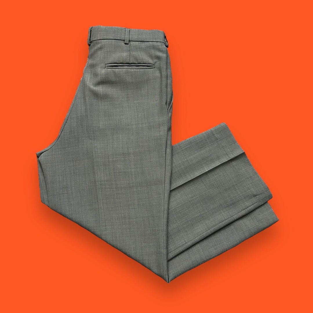 Vintage Wool Pants 80s 90s Lightweight Straight Leg Worsted Wool Blend ...