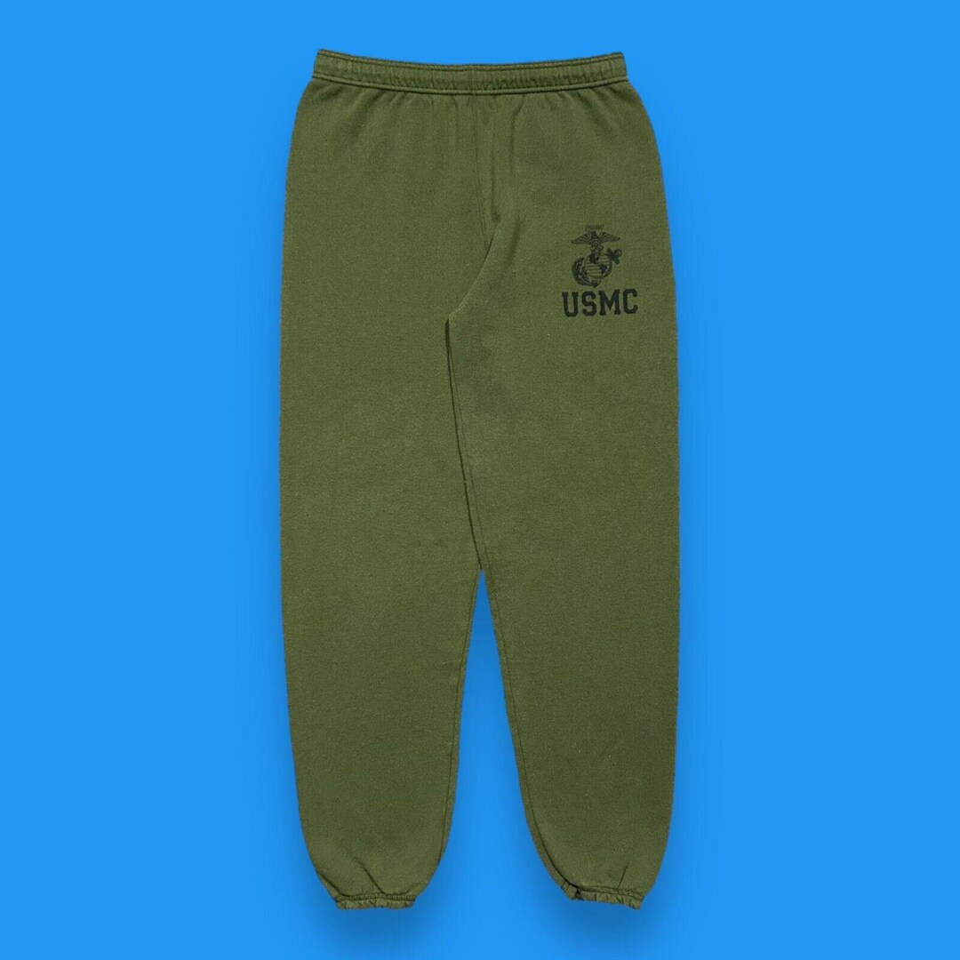 Vintage USMC Sweatpants Army Green 80s 90s Lightweight Jogger Pants ...