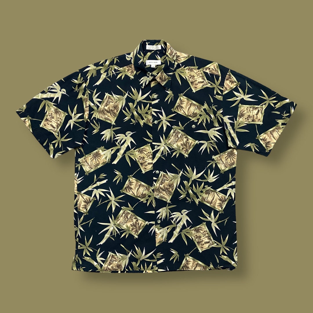 Vintage Hawaiian Shirt Floral Bamboo Aloha Button Down 90s Y2k Cotton