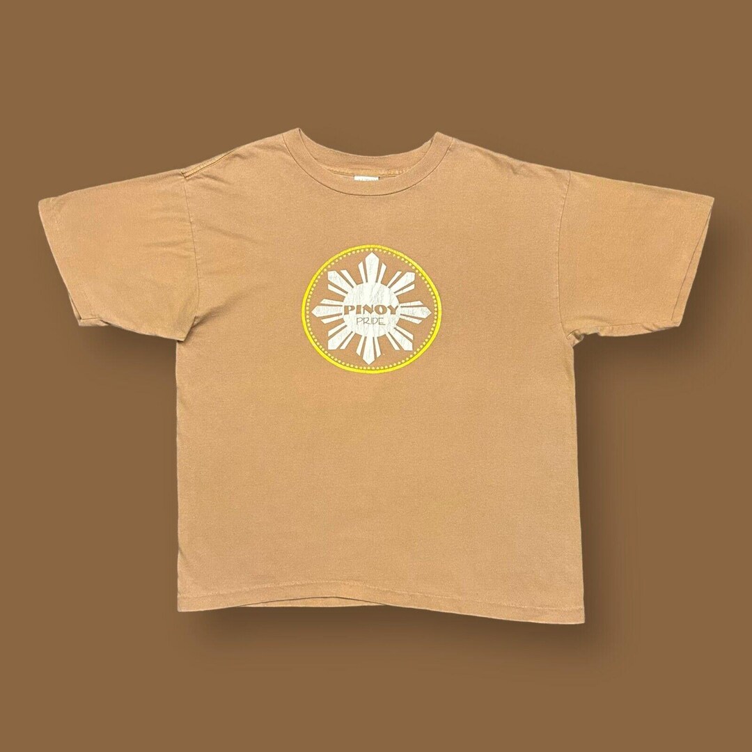 Vintage Sun Faded Shirt Pinoy Pride Graphic Tee Cotton 90s Orange/tan ...