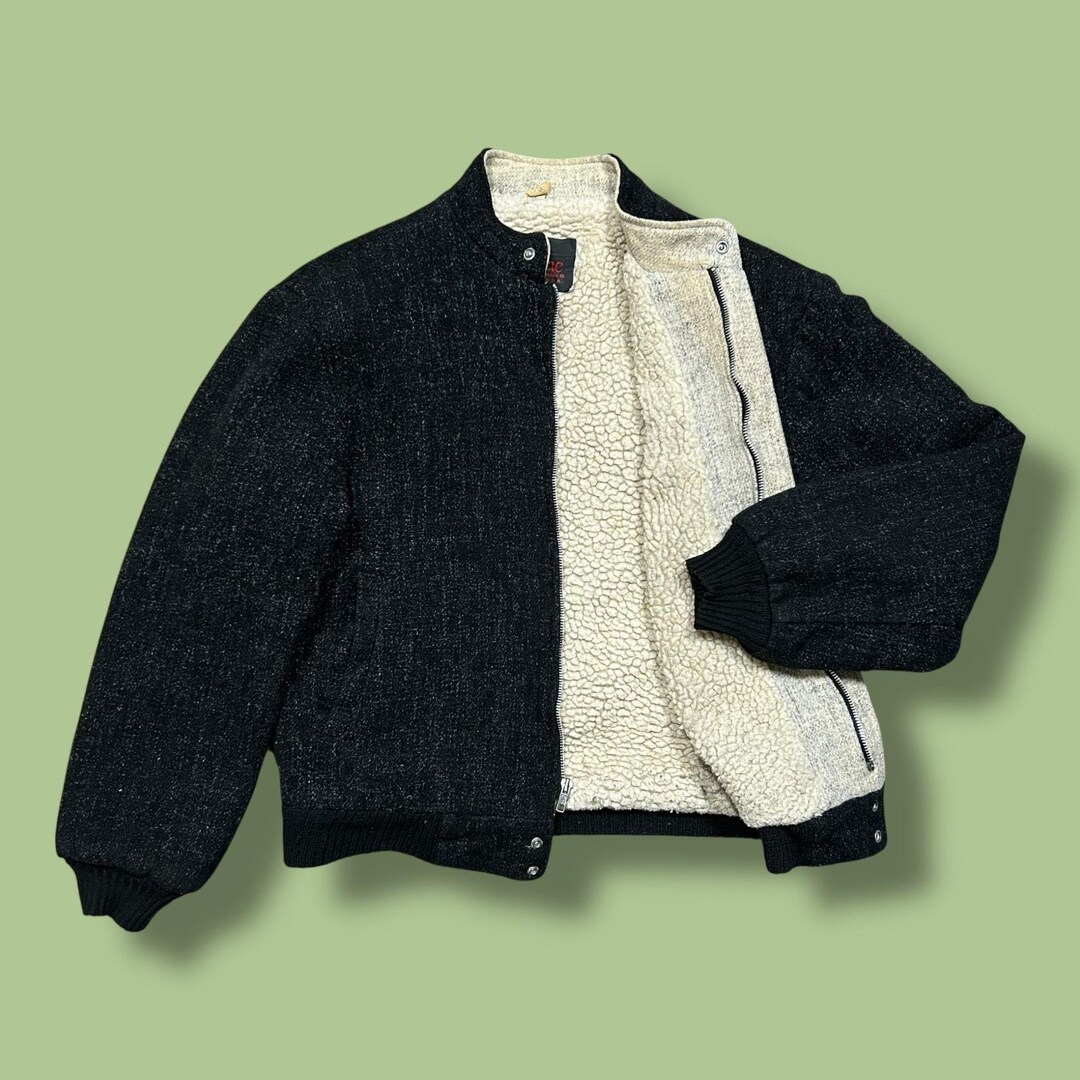 Vintage 70s Wool Bomber Jacket Sherpa Lined Full Zip Harrington S/M - Etsy