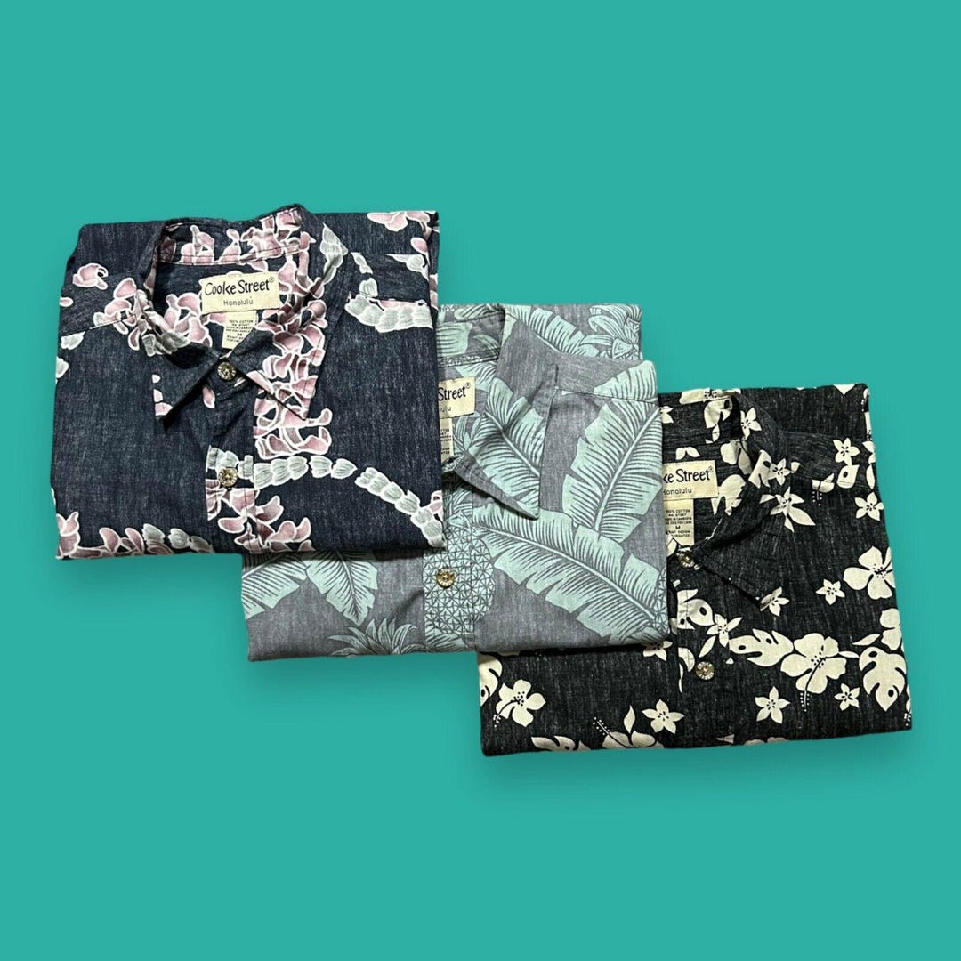 Vintage Hawaiian Shirt Lot Bundle Floral Print Button up Mens Medium ...
