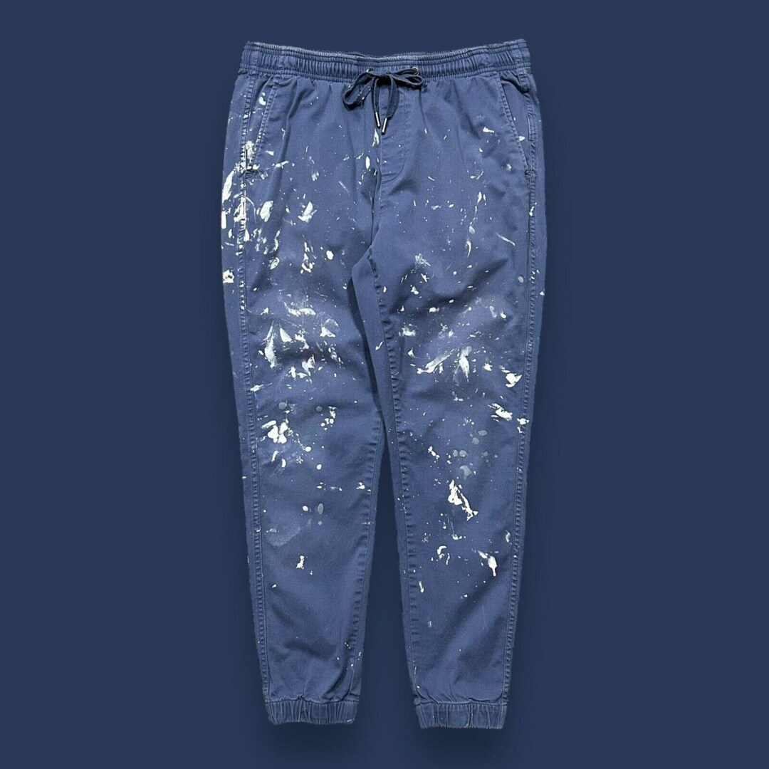 Vintage GAP Pants Paint Splatter Y2k Faded Blue Elastic Waist Pull on ...