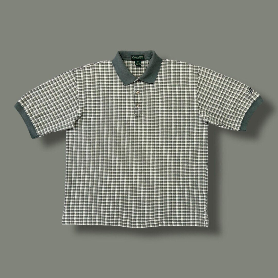 Vintage Golf Shirt Plaid Polo Preppy Collared 80s 90s Cotton Green ...