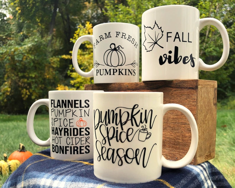 Fall Themed Mug Set Fall Decor Coffee Cup 11 Oz Fall Home - Etsy