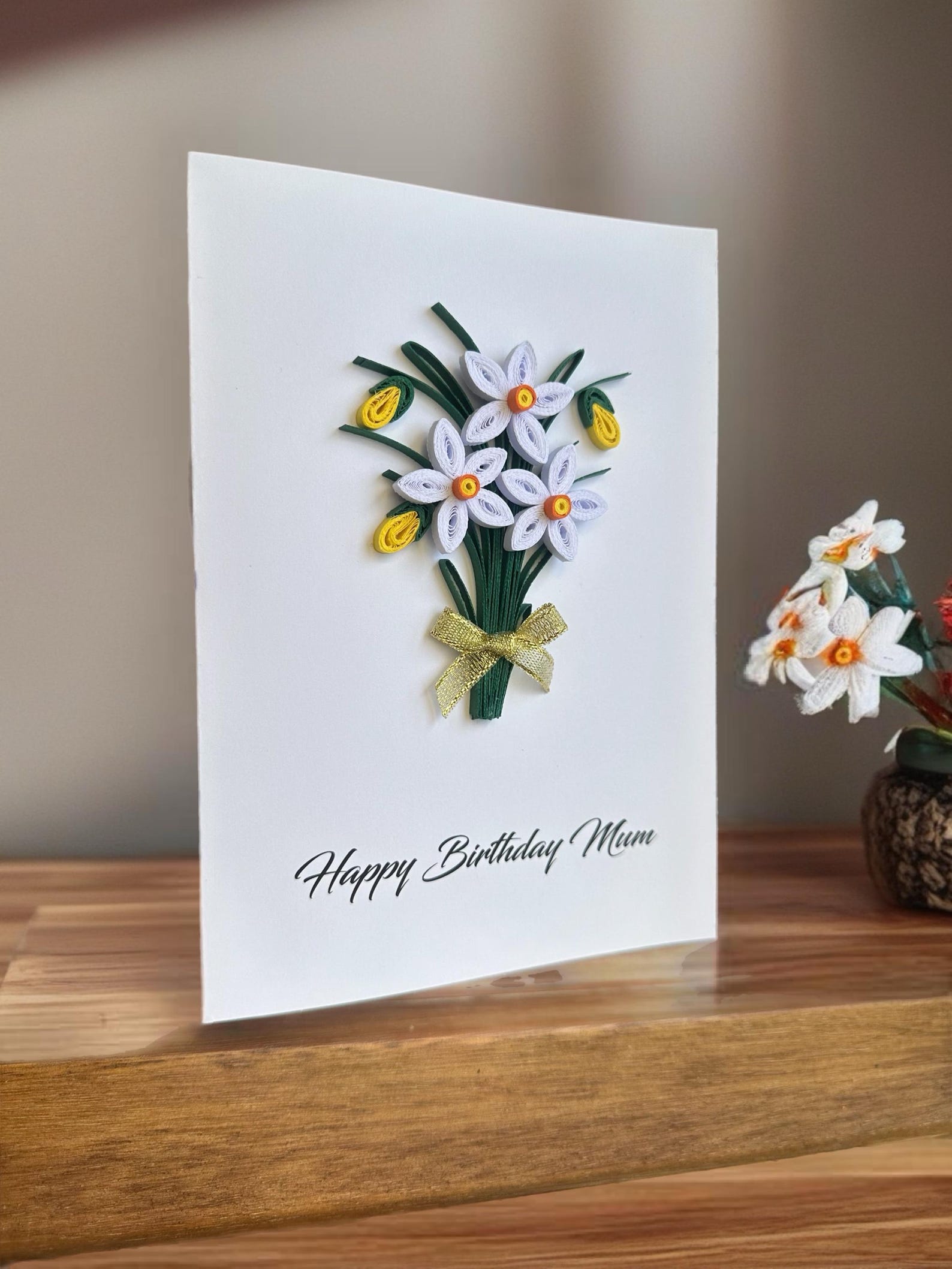 Handmade Quilled Daffodil Birthday Card, Unique 3D Flower Gift - Etsy