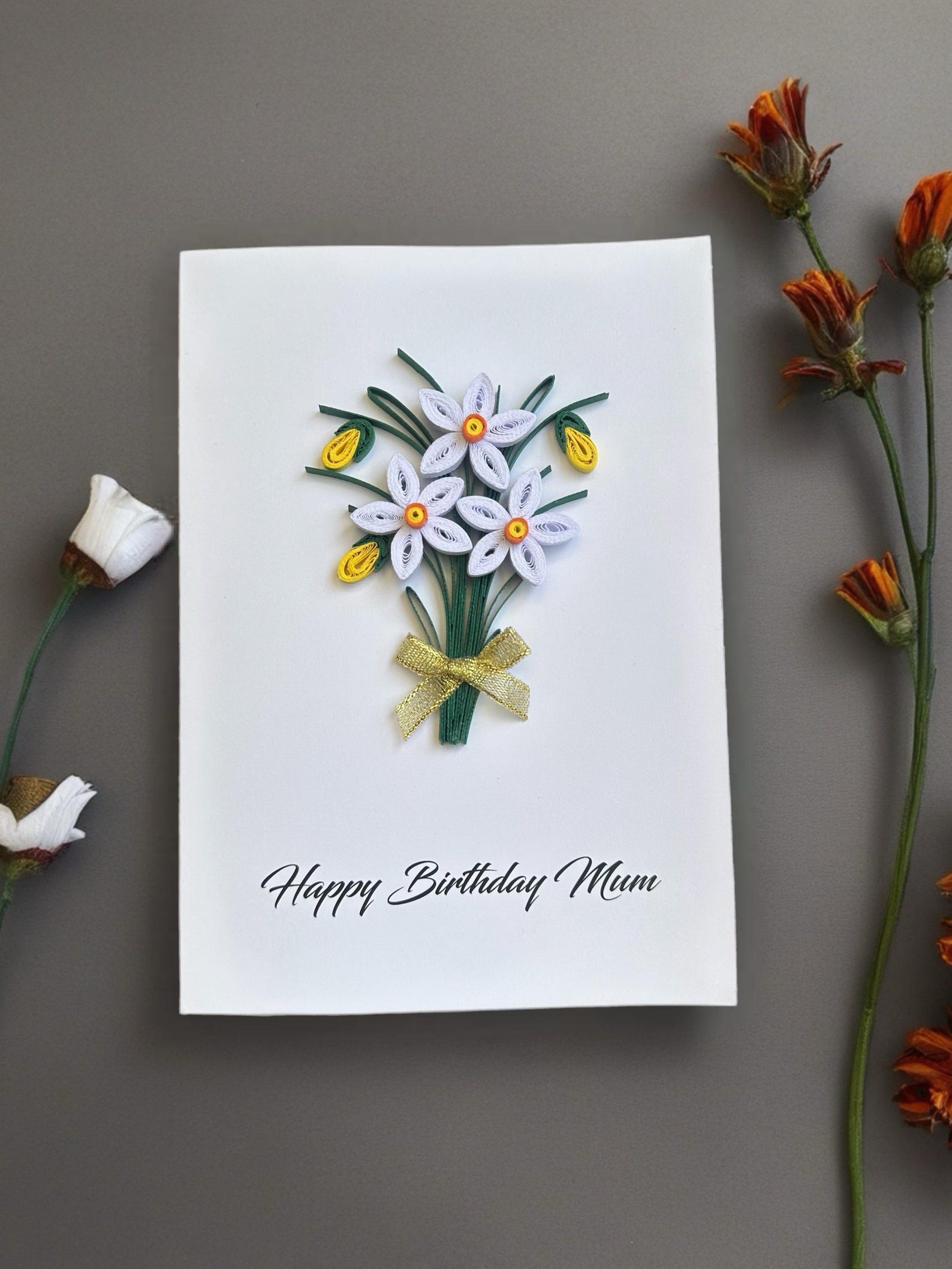 Handmade Quilled Daffodil Birthday Card, Unique 3D Flower Gift - Etsy