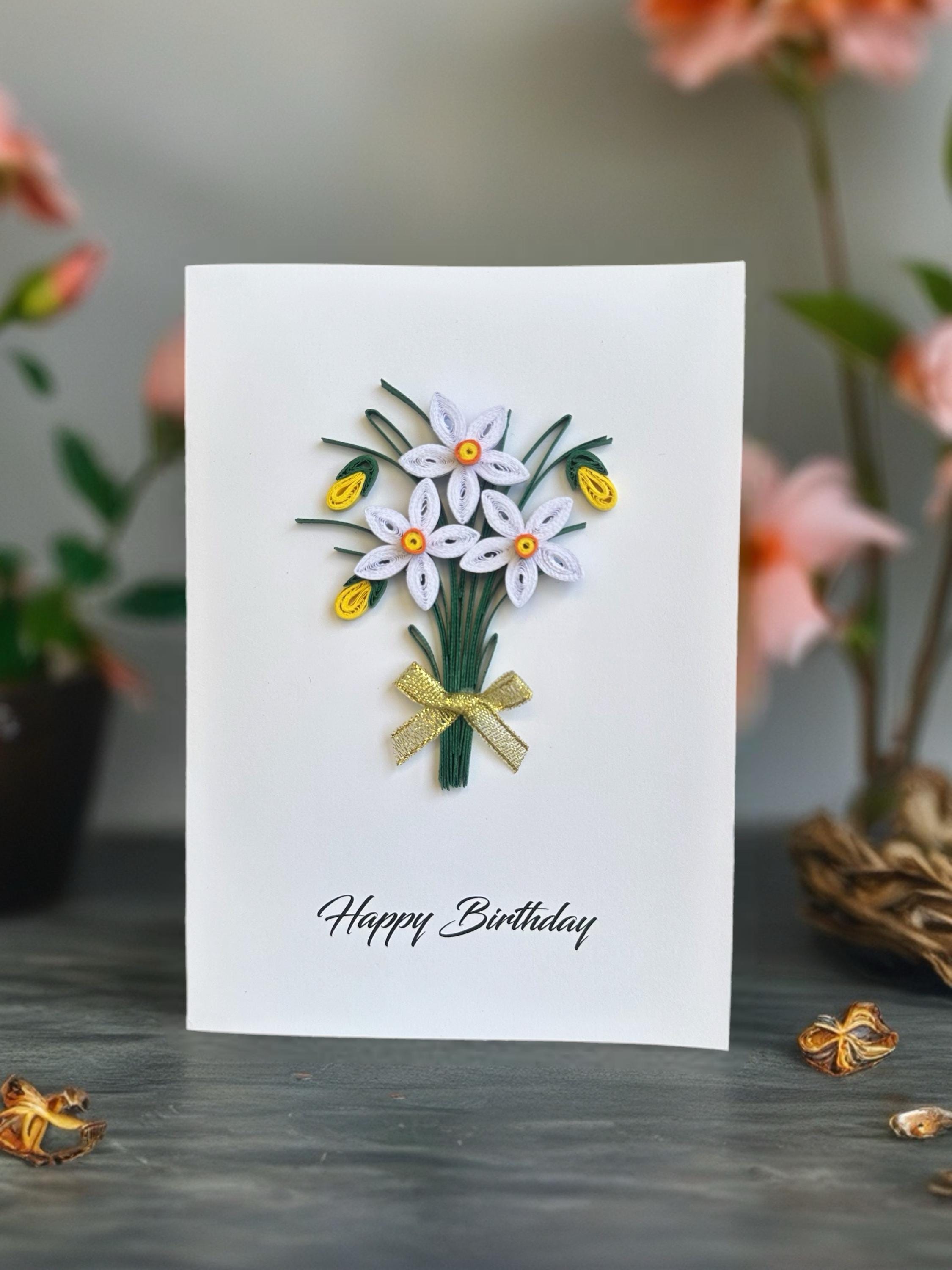Handmade Quilled Daffodil Birthday Card, Unique 3D Flower Gift - Etsy