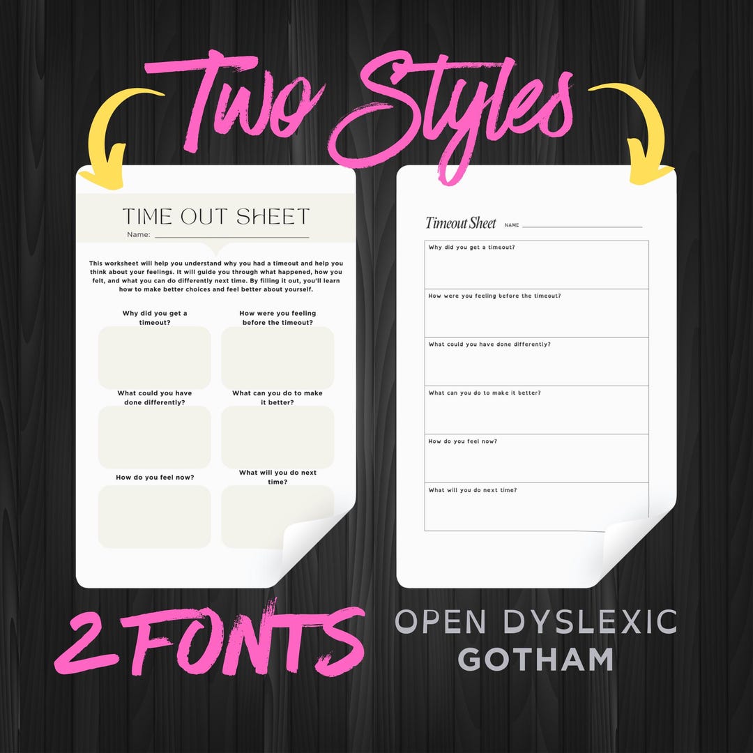 Effective Timeout Worksheet | Reflect, Learn, Improve Behavior ...