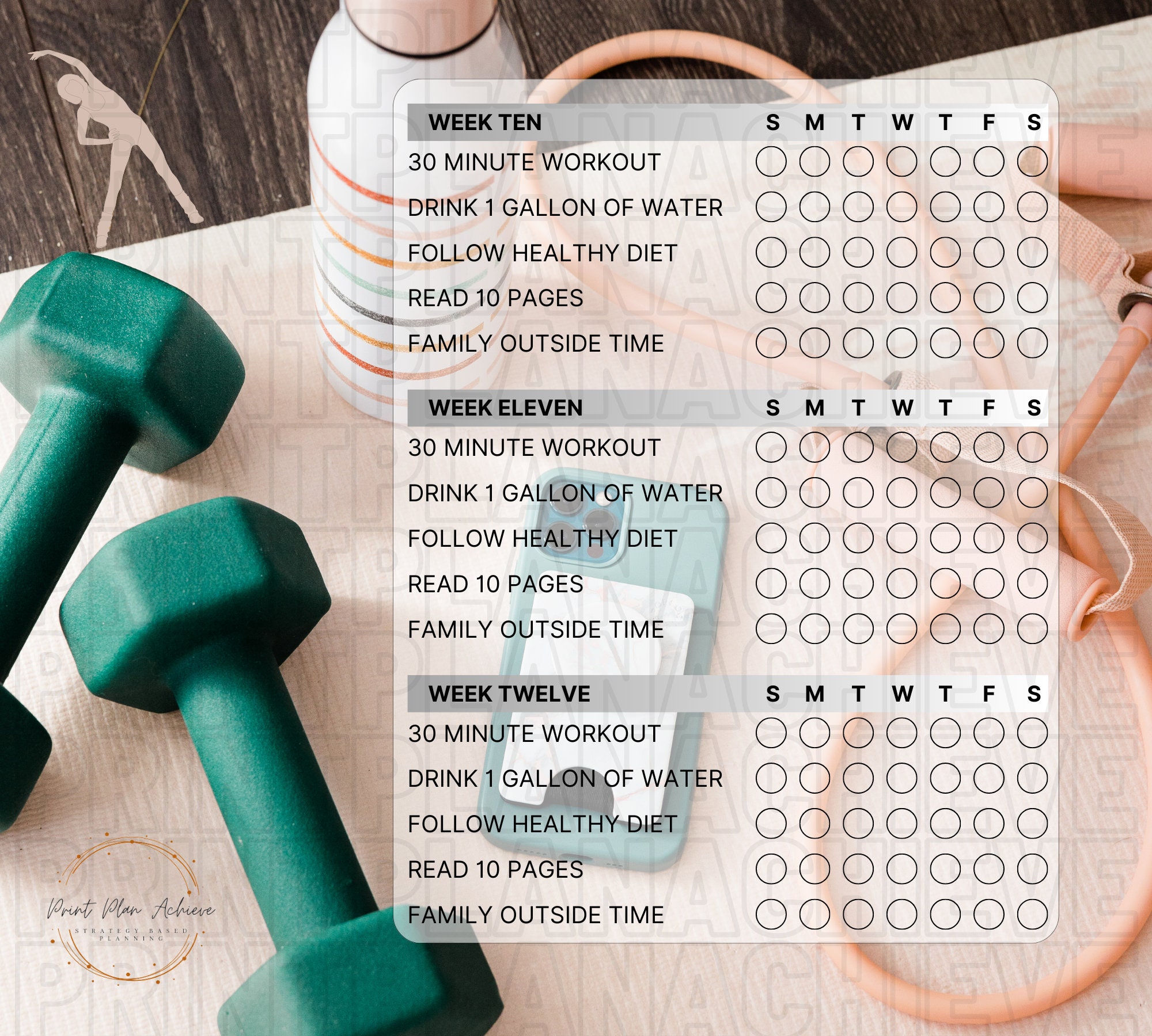 12 Week Fitness Challenge Tracker - Etsy