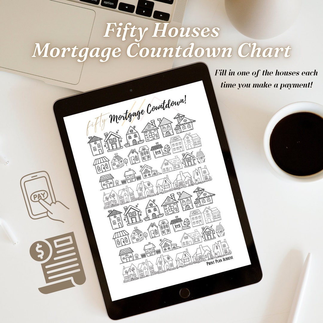 Mortgage Tracker 50 Home Icons to Fill. Save for a Home. Pay off ...