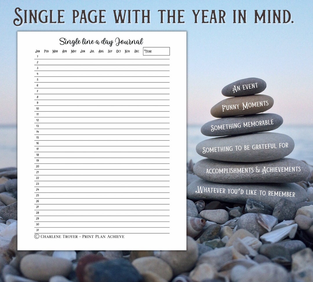 Single Line a Day Journal Template - Etsy