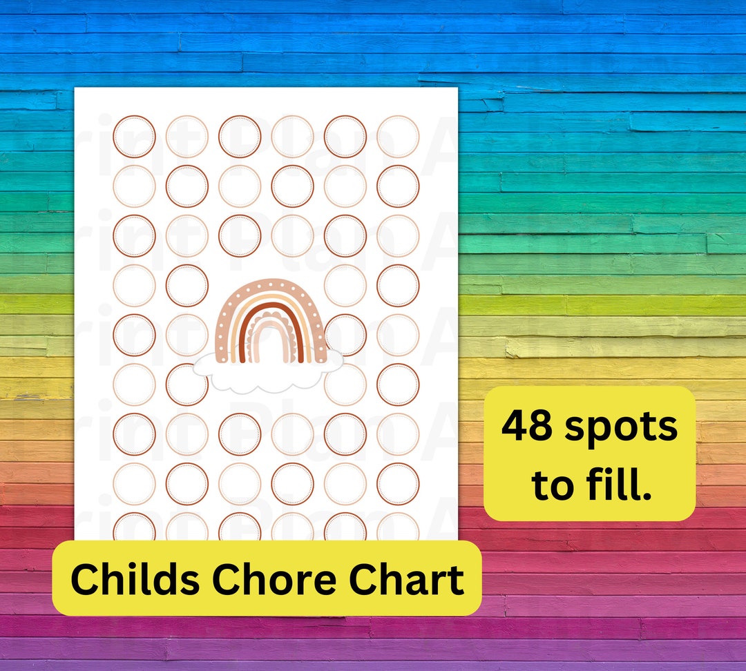 Rainbow Chore Chart With 48 Spots to Fill - Etsy