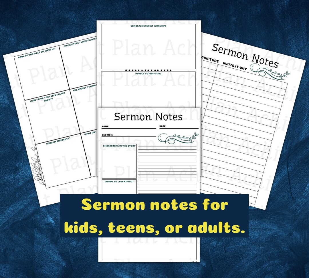 Sermon Notes for Kids, Teens, and Adults - Etsy