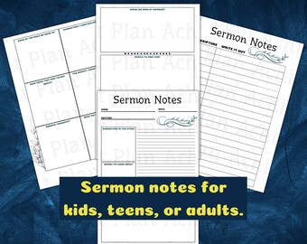 Sermon Notes for Kids - Etsy
