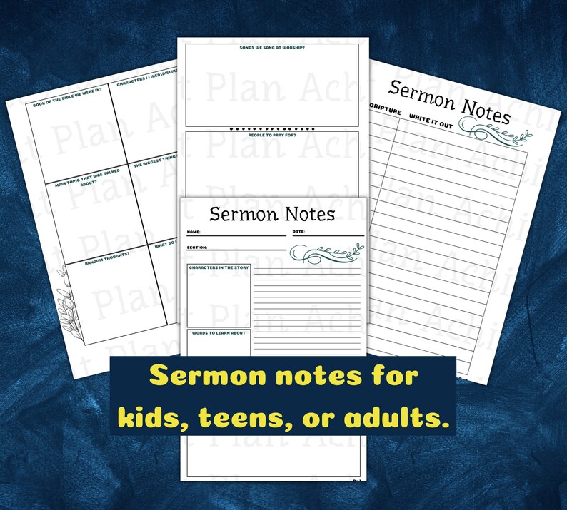 Sermon Notes for Kids, Teens, and Adults - Etsy